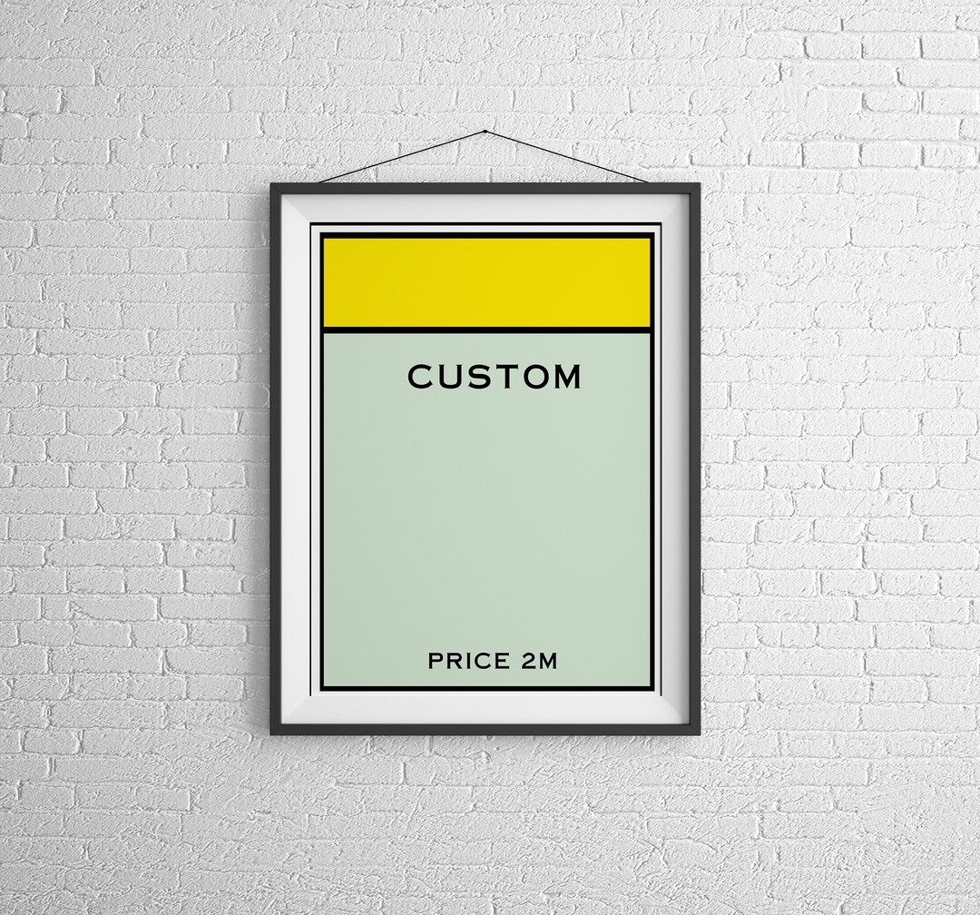 Personalized Monopoly Board Property Print(unframed), New Home, Gift ...