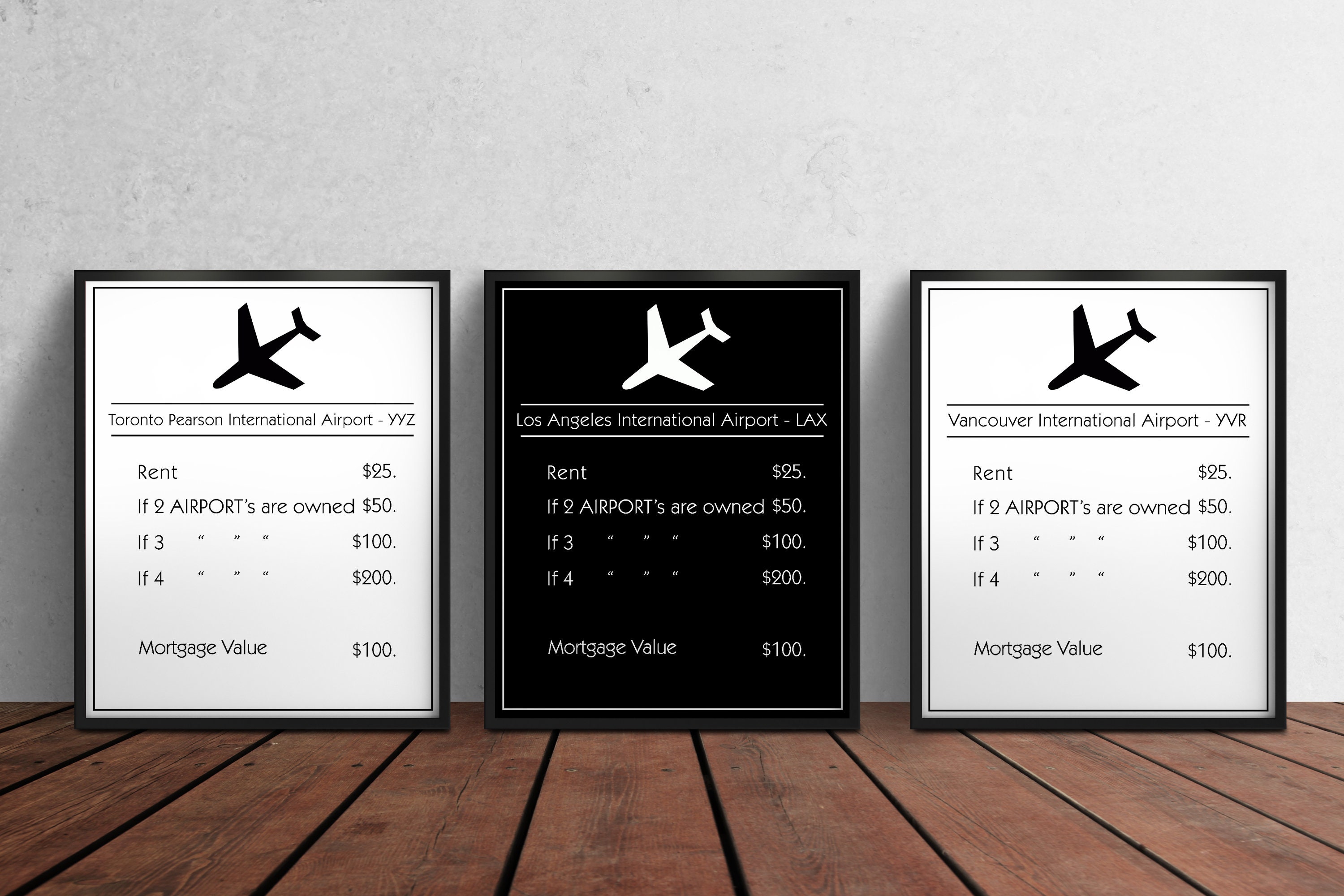 Monopoly Airport Style Card Prints. Pilot, Flight Attendant Seasoned ...