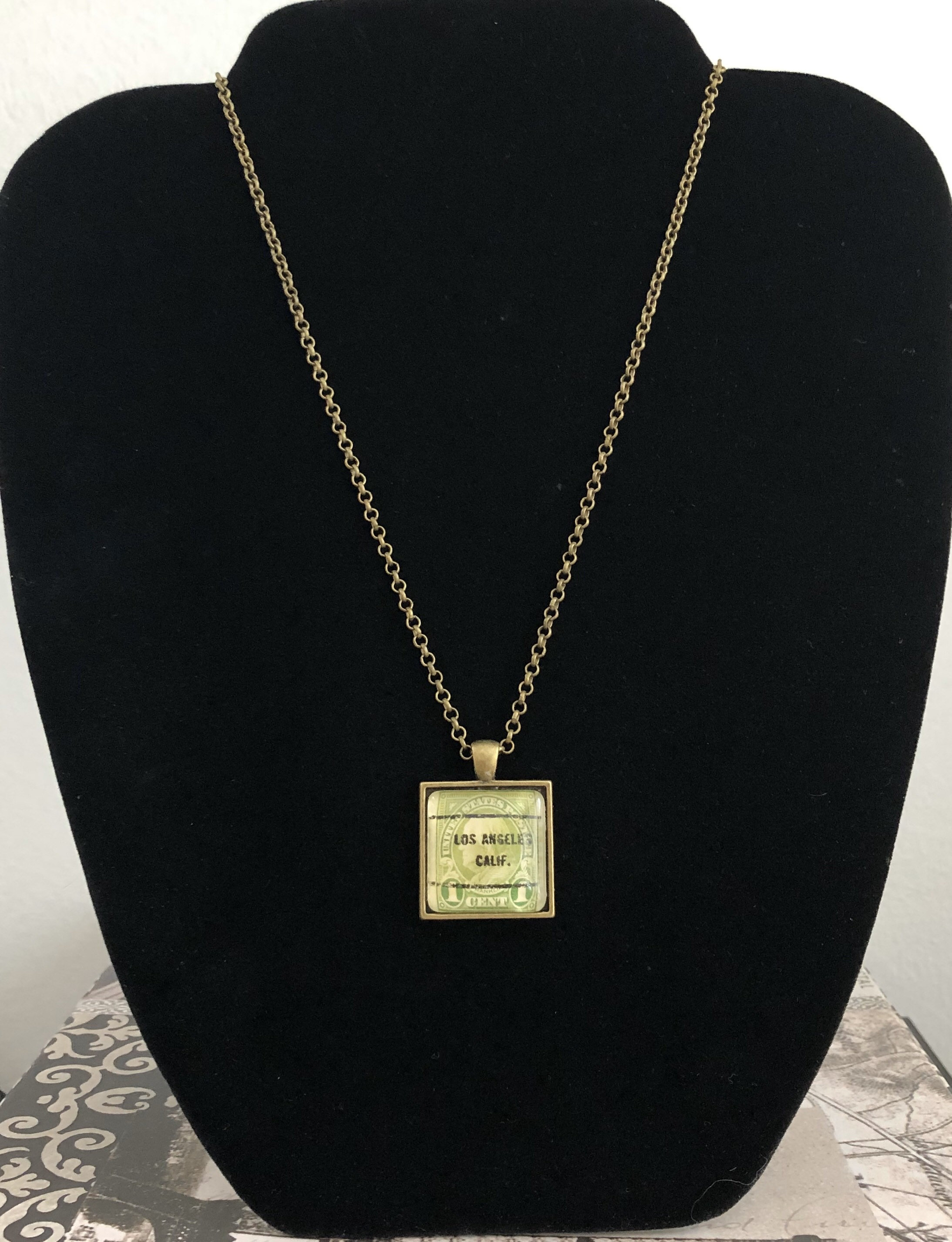 Los Angeles 1926 Postage Stamp Necklace Antique Postage Stamp Necklace ...