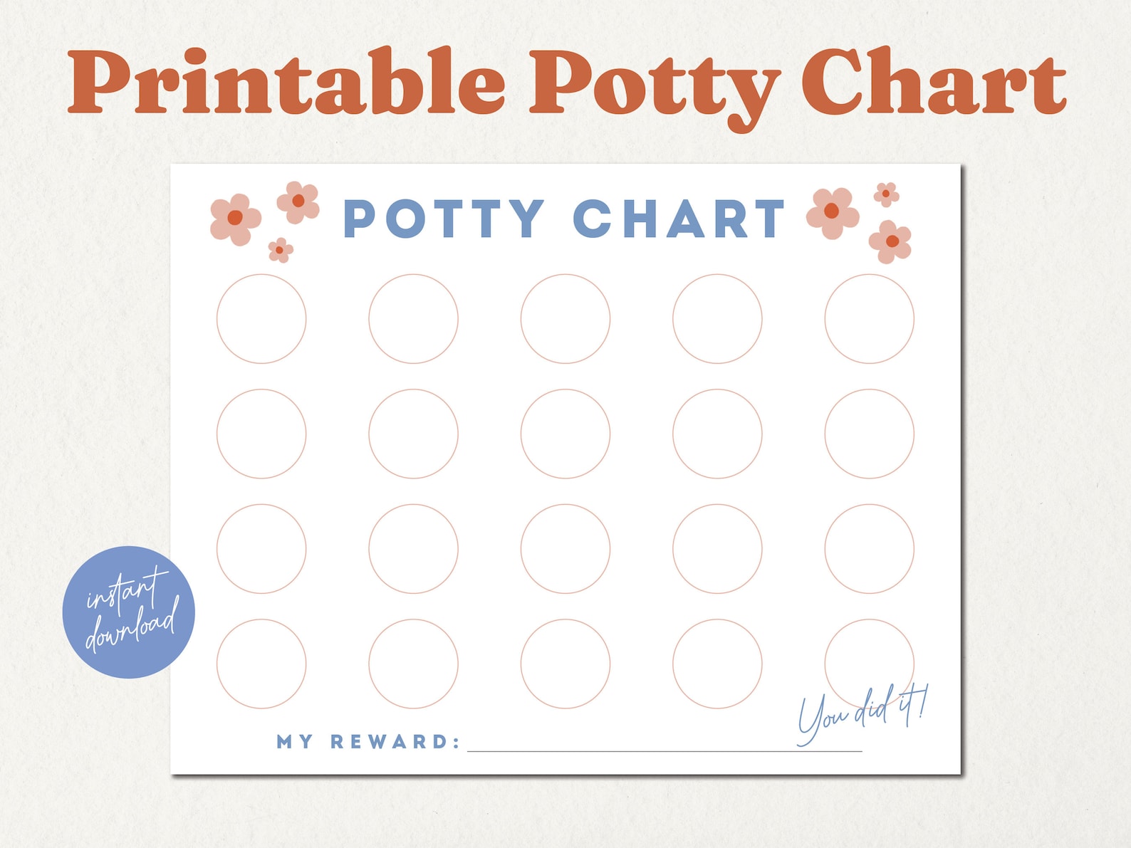 Floral Potty Chart, Potty Training Chart | Potty Chart PDF | Potty ...
