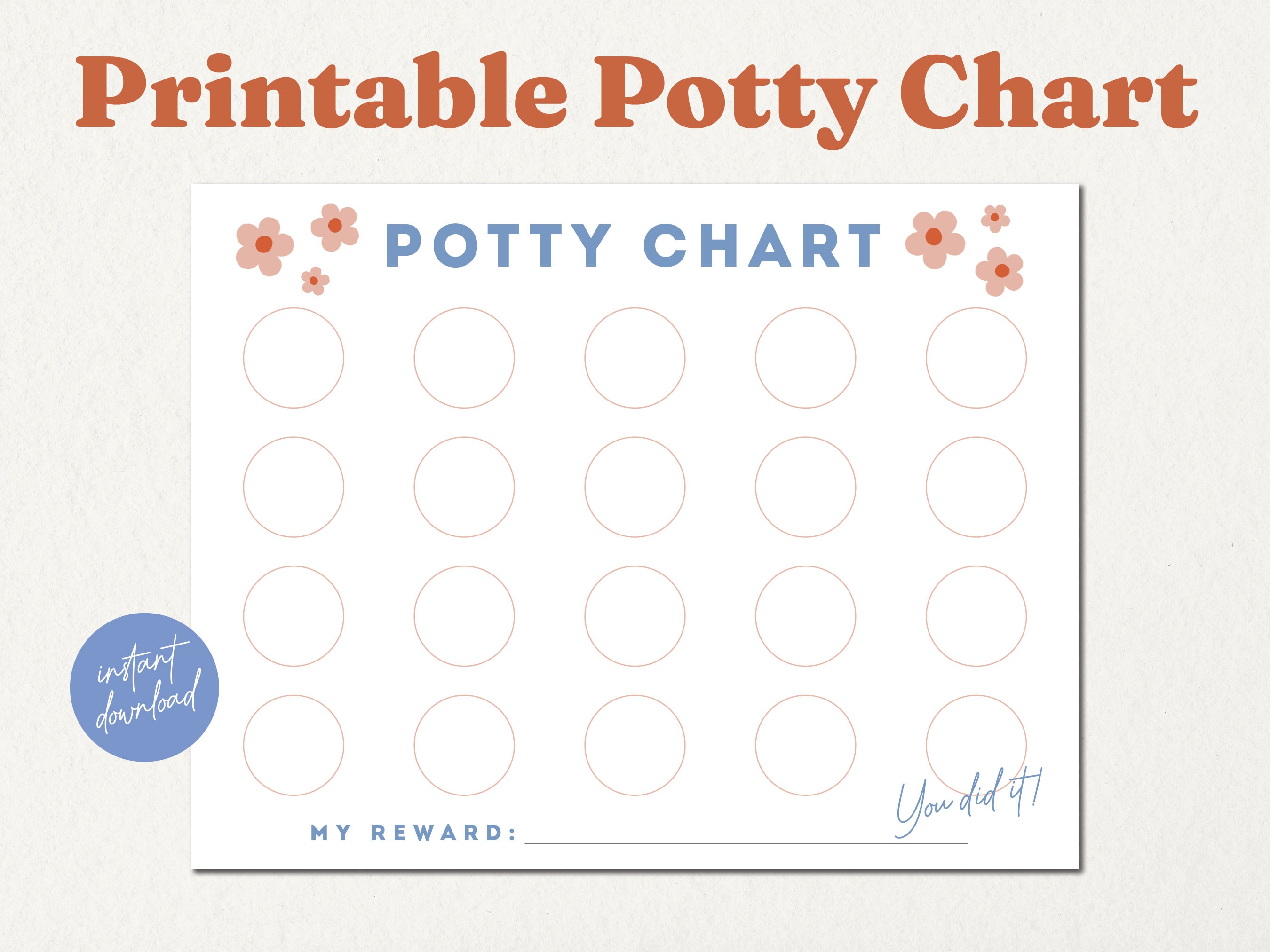 Floral Potty Chart, Potty Training Chart Potty Chart PDF Potty Training ...