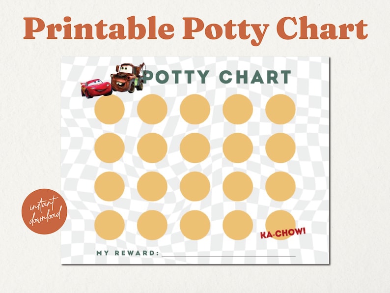 Cars Potty Chart | Potty Training Chart | Custom Sticker Chart | Potty ...