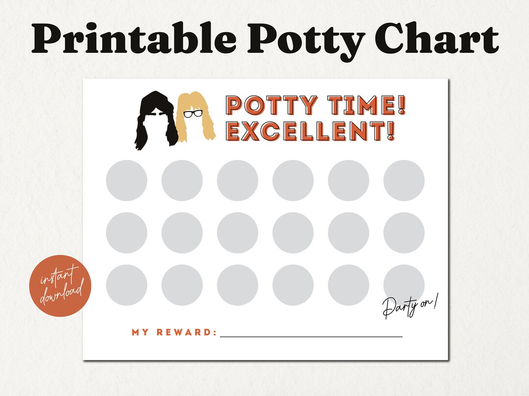 Potty Time Excellent Potty Chart | Potty Training Chart | Sticker Chart ...