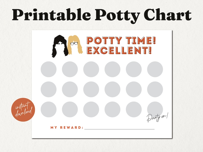Potty Time Excellent Potty Chart | Potty Training Chart | Sticker Chart ...