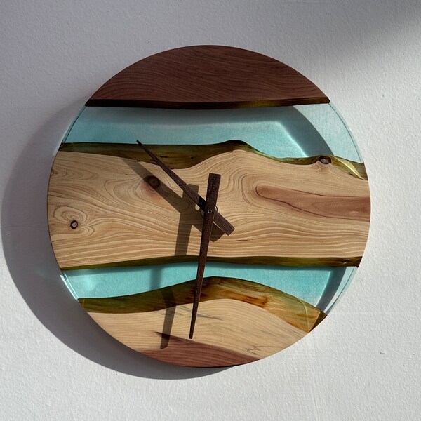 Resin and Wood Clock - Etsy