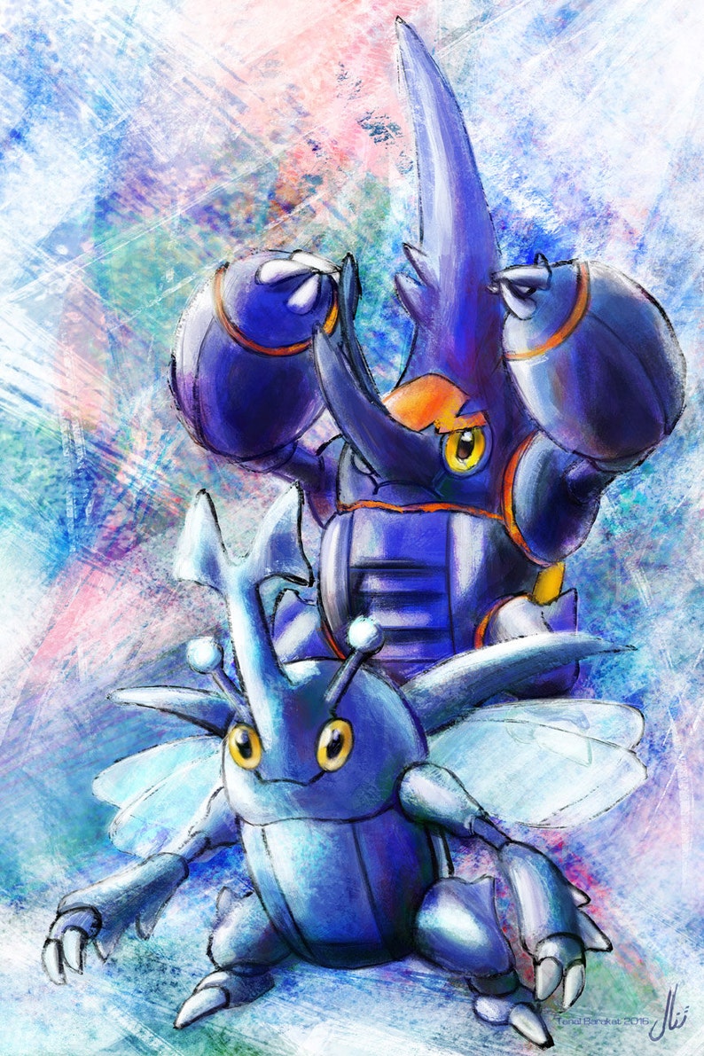 Heracross and Mega Heracross Pokemon Art Print - Etsy Norway