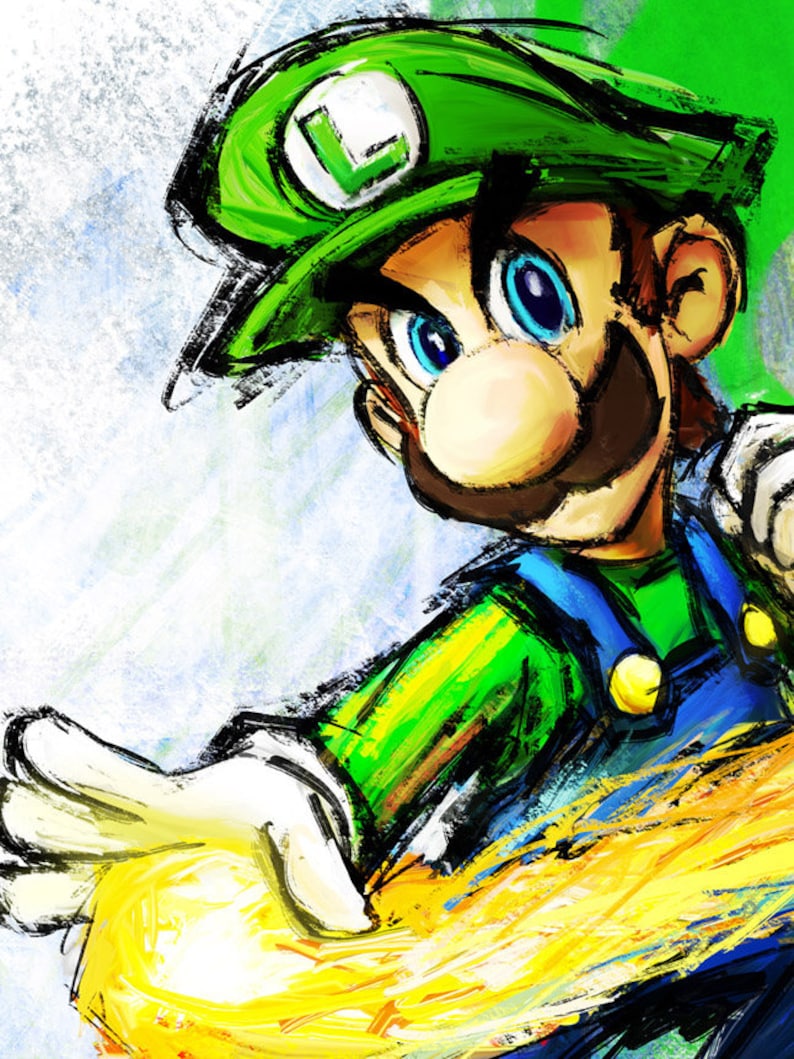 Luigi - Super Mario Brothers - Fine Art Print - Etsy