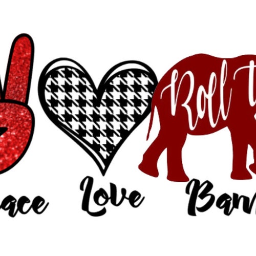 Sublimation Peace Love Alabama Football Design PNG - Etsy