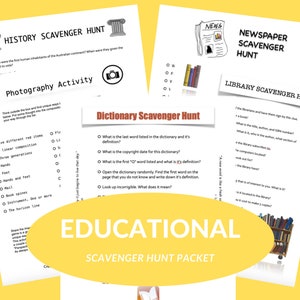 Educational Scavenger Hunt Packet - Etsy