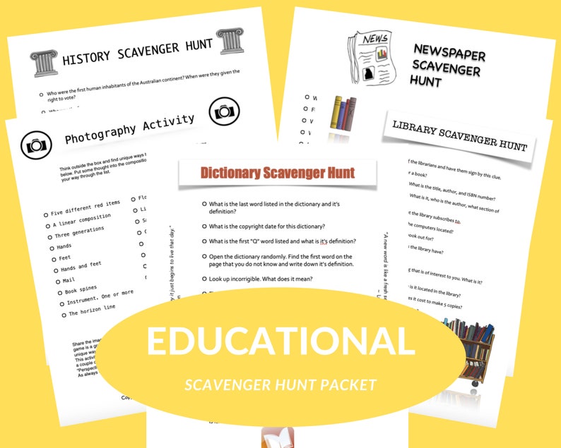 Educational Scavenger Hunt Packet - Etsy