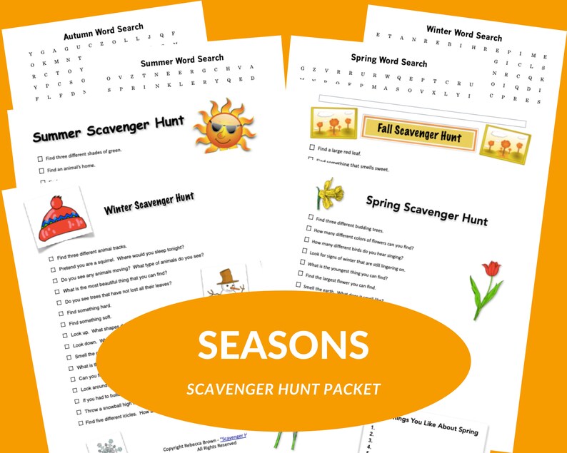 Seasons Scavenger Hunt Printables - Etsy