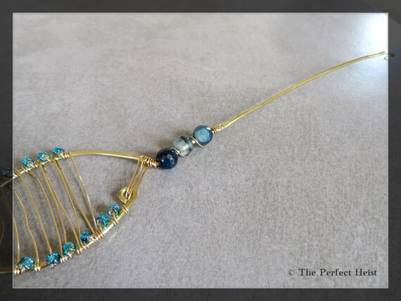 Orifice Hook Gold Wire Blue Sapphire Fiber Wool | Etsy