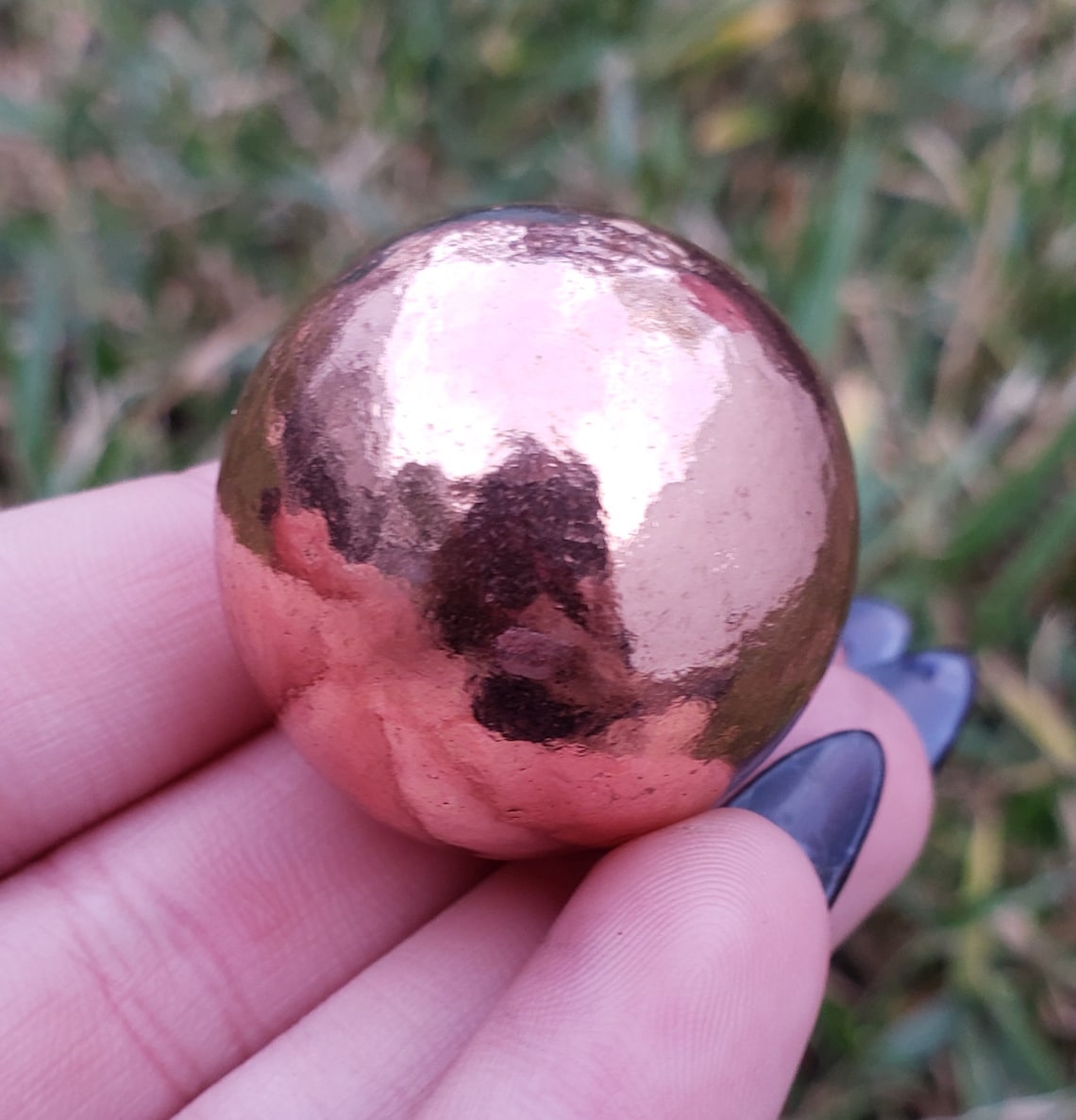 30mm Pure Copper Crystal Healing Gemstone Energy Orb Sphere Ball ...