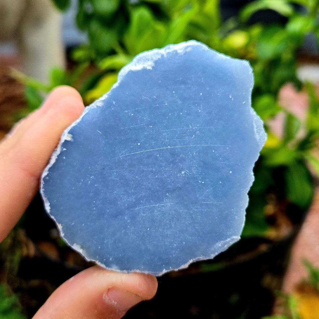 Angelite Natural Semi Polished One Face Crystal Healing Gemstone ...