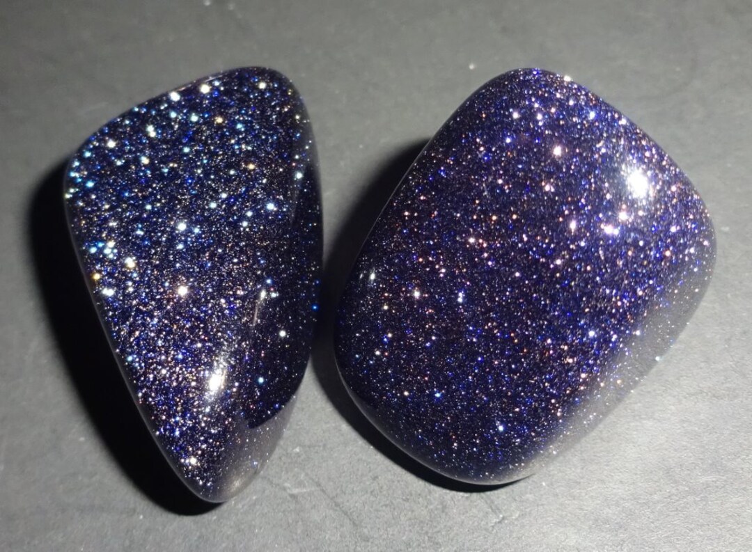 Blue Goldstone Tumbled & Polished Crystal Healing Gemstones 2pc Set - Etsy