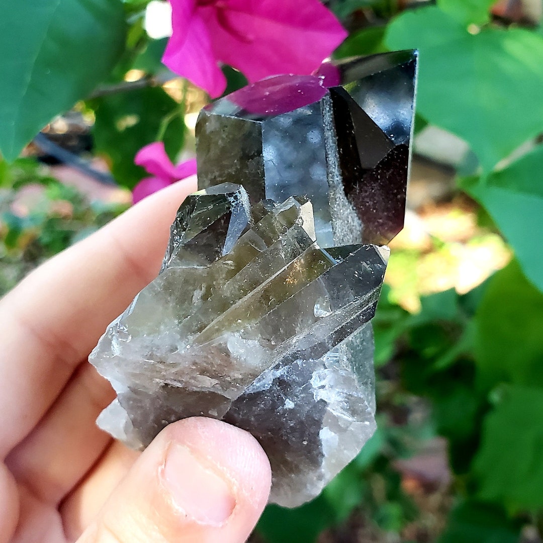 Smokey Quartz Rough Cut Base Multi Point Cluster Natural Metaphysical ...