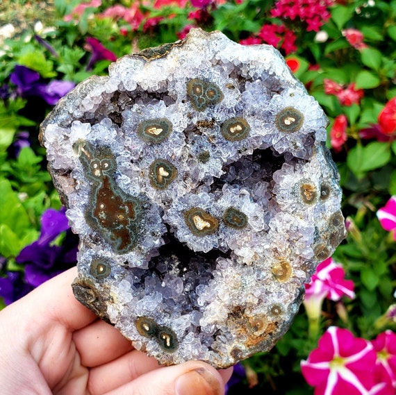 Purple Flower Amethyst Stalactite Slice Polished Gemstone Gemstones ...