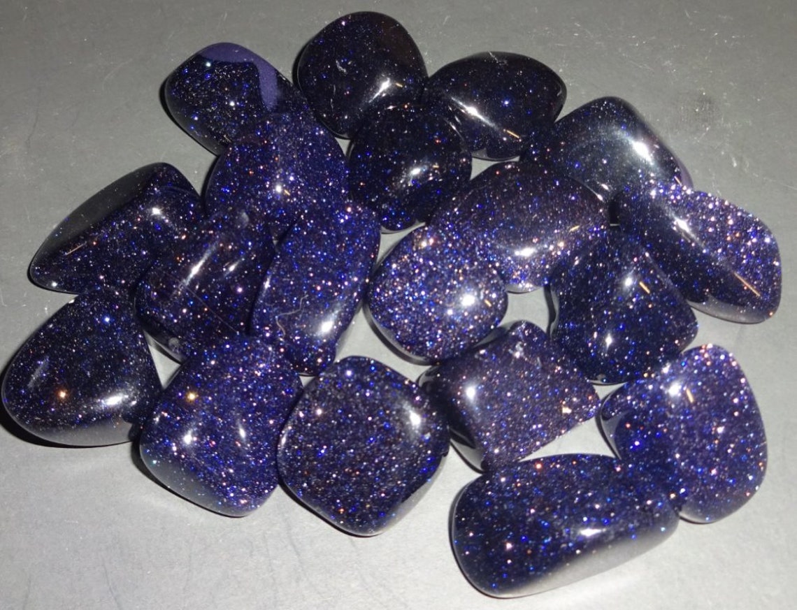 Blue Goldstone Tumbled & Polished Crystal Healing Gemstones 2pc Set - Etsy