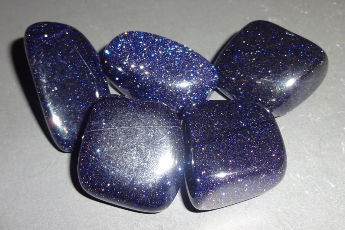 Blue Goldstone Tumbled & Polished Crystal Healing Gemstones 2pc Set - Etsy