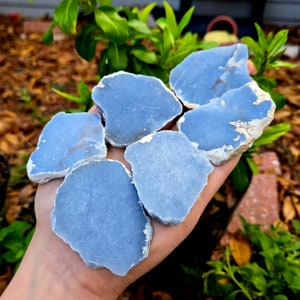 Angelite Natural Semi Polished One Face Crystal Healing Gemstone ...