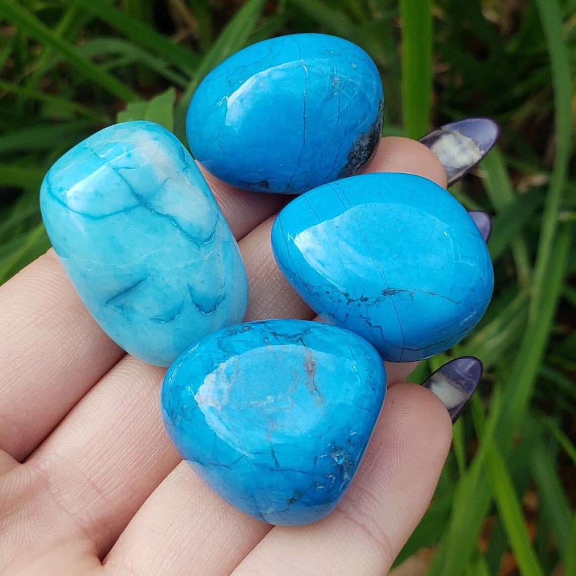 Blue Howlite Tumbled & Hand Polished Natural Crystal Healing ...