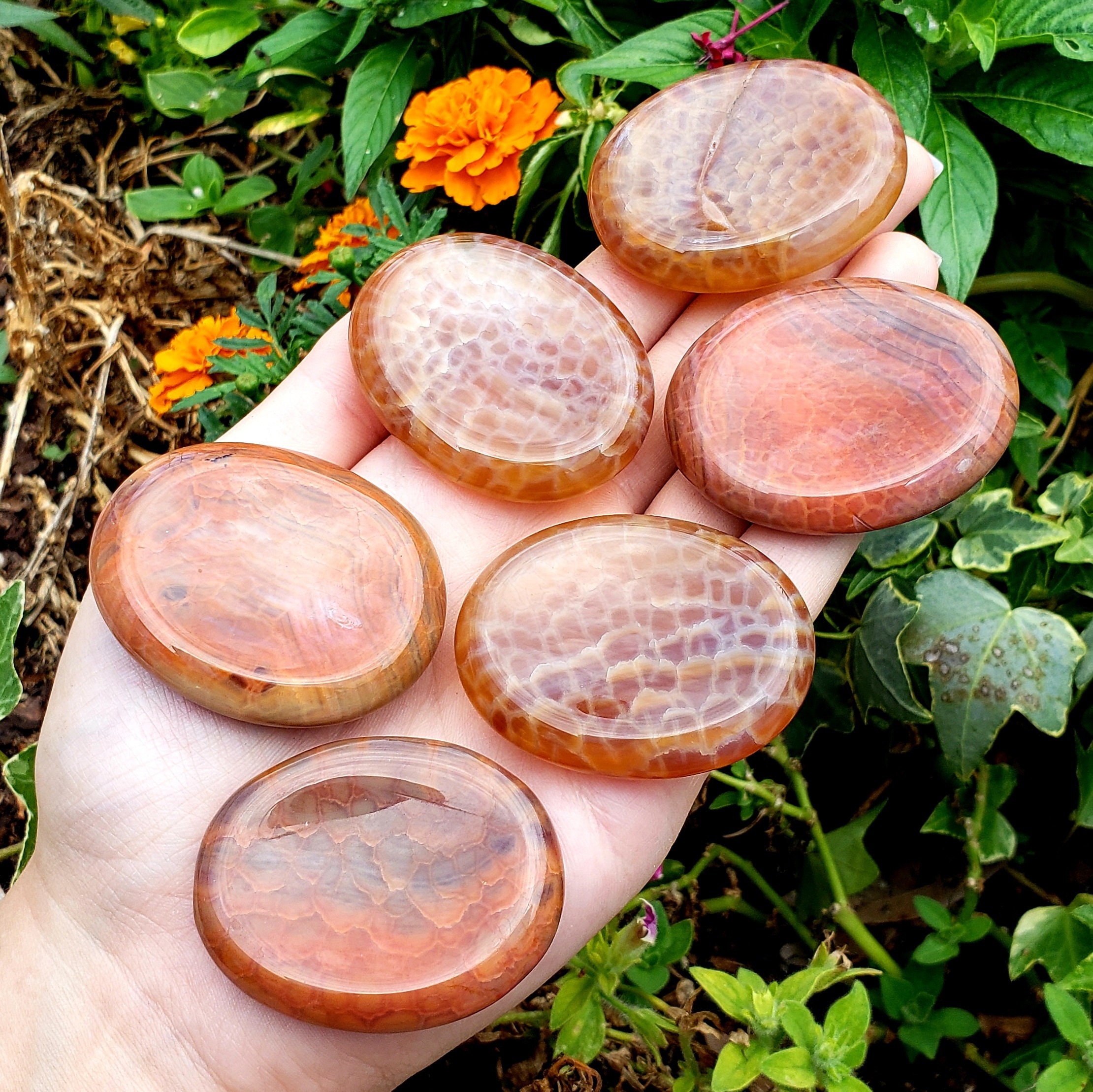 Fire Agate Natural Healing Crystal Smooth Polished Gemstone - Etsy