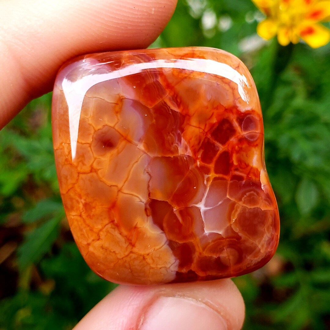 Fire Agate Natural Healing Crystal Smooth Tumbled & Polished Gemstone ...
