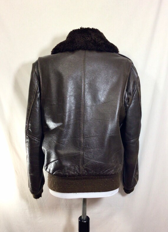 1960s Brown Leather Pilot’s Bomber Jacket with Aviati… - Gem
