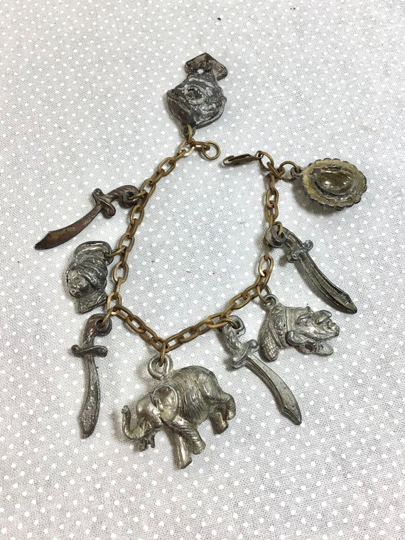 1940s Circus Themed Chain Charm Bracelet - Gem