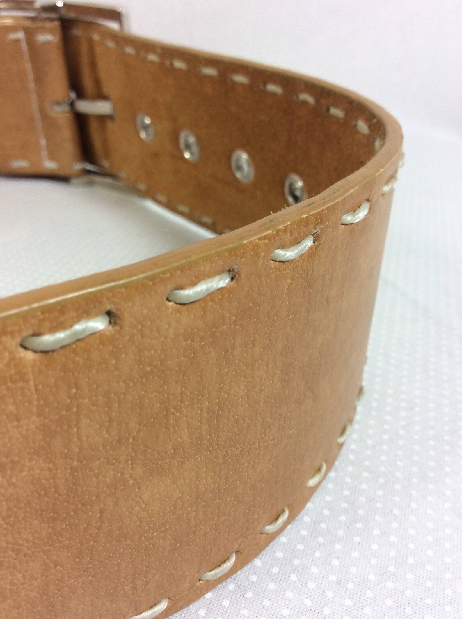 Vintage Tan Leather Belt With Large Square Silver Buckle Size | Etsy