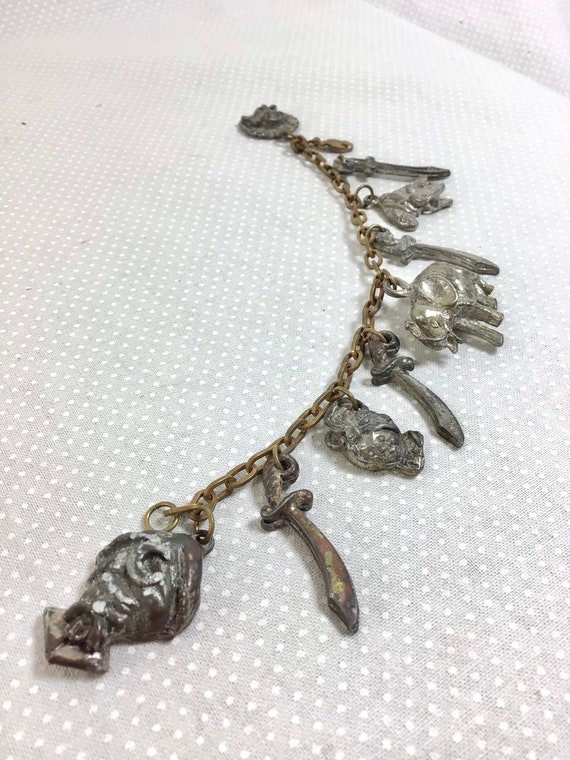 1940s Circus Themed Chain Charm Bracelet - Gem