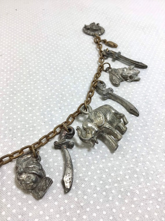 1940s Circus Themed Chain Charm Bracelet - Gem