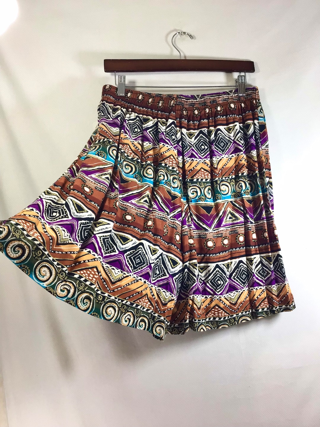 1990s Rayon Tribal Print New Old Stock Shorts With Elastic Waist Size M ...