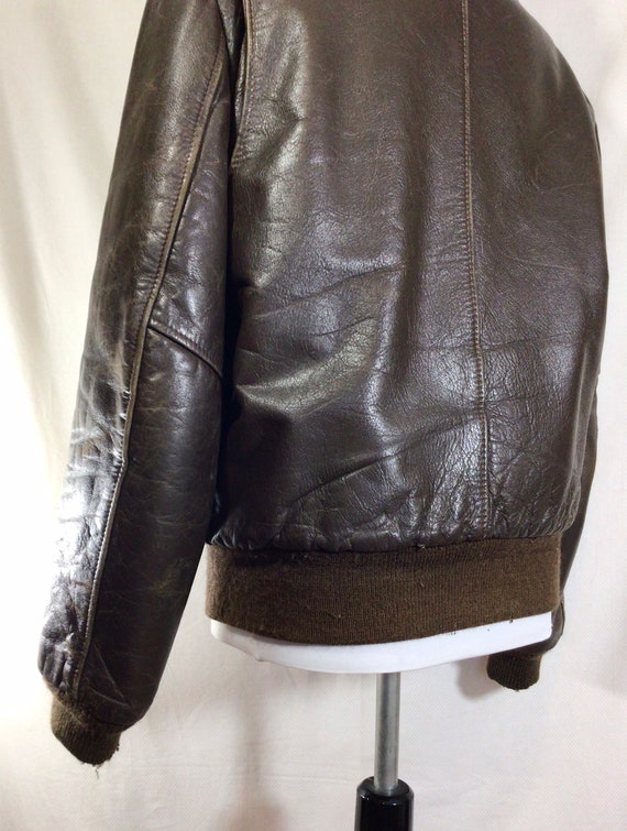 1960s Brown Leather Pilot’s Bomber Jacket with Aviati… - Gem