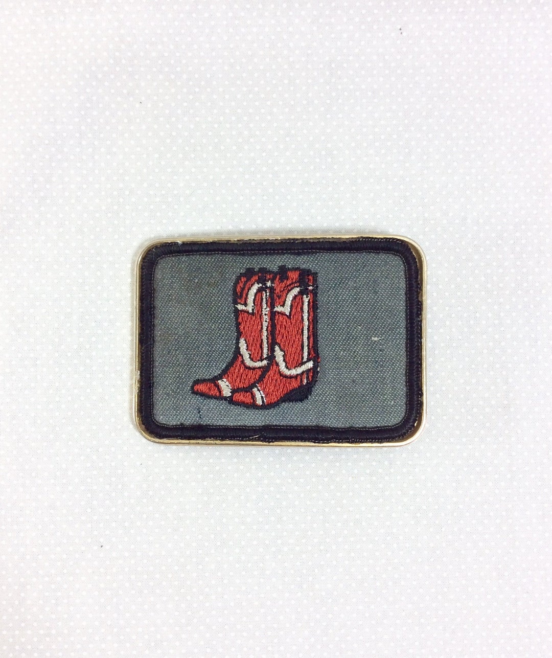 1970s Embroidered Red Cowboy Boot Belt Buckle - Etsy