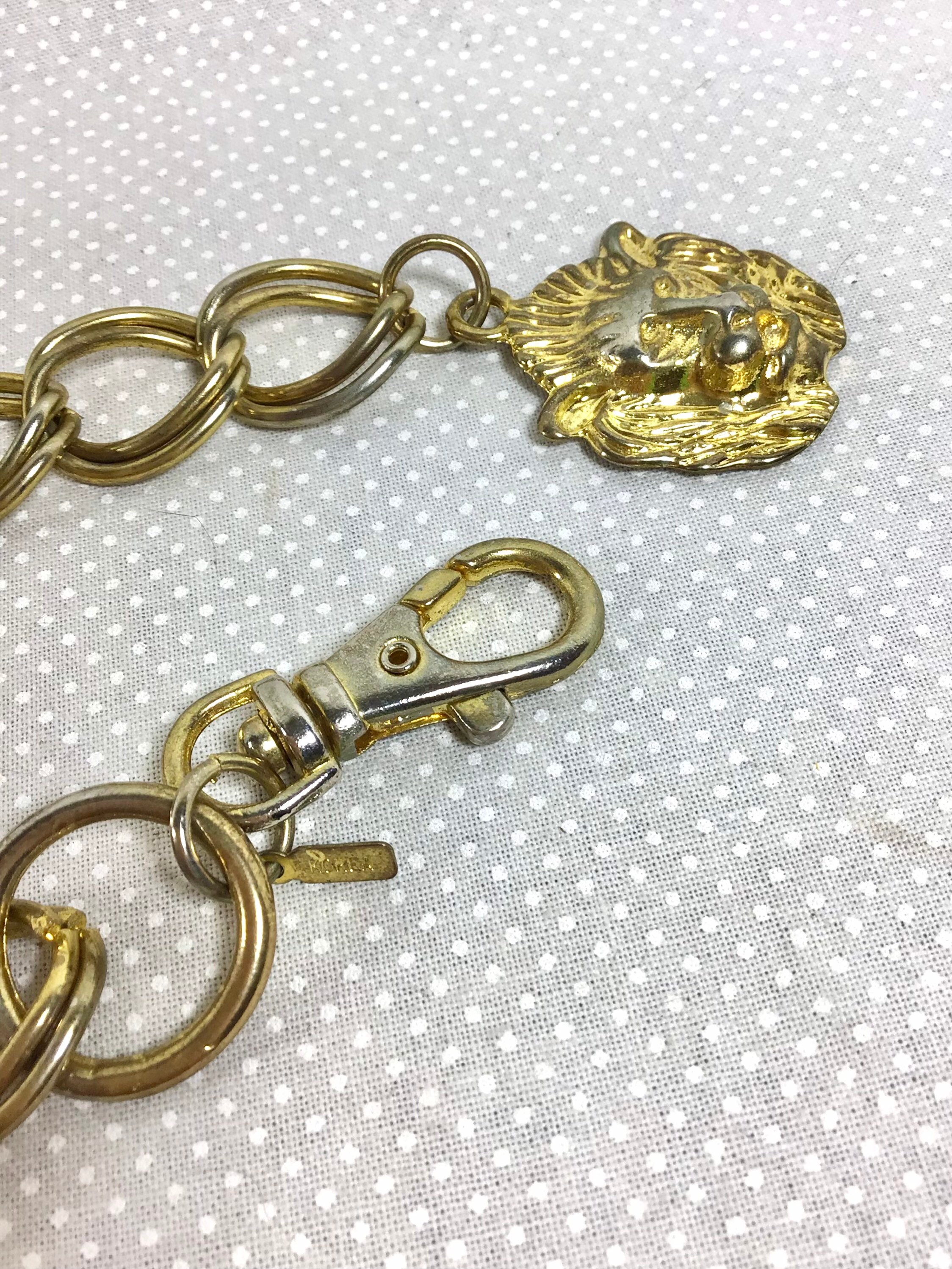 1980s Lion Head Chain Link Belt size up to 40”