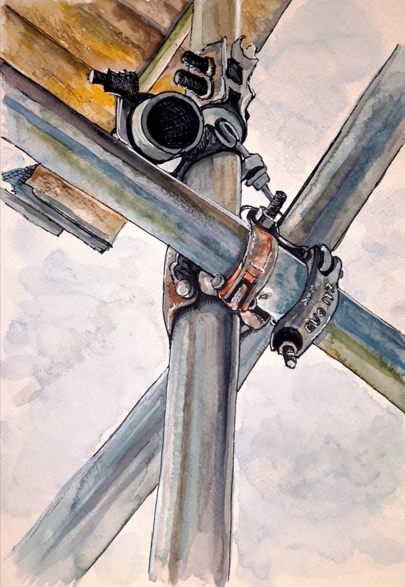 Industrial Scaffolding Original A4 Artwork Pen and - Etsy