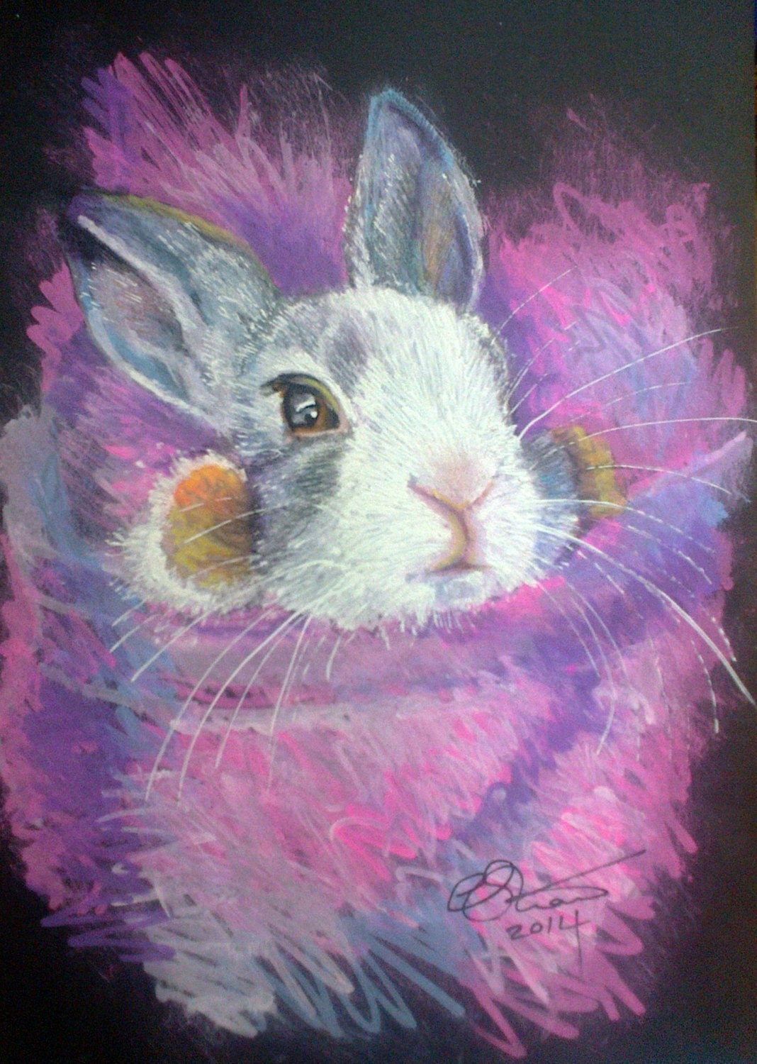 Little Easter Bunny Drawing A4 Original Artwork Perfect for - Etsy