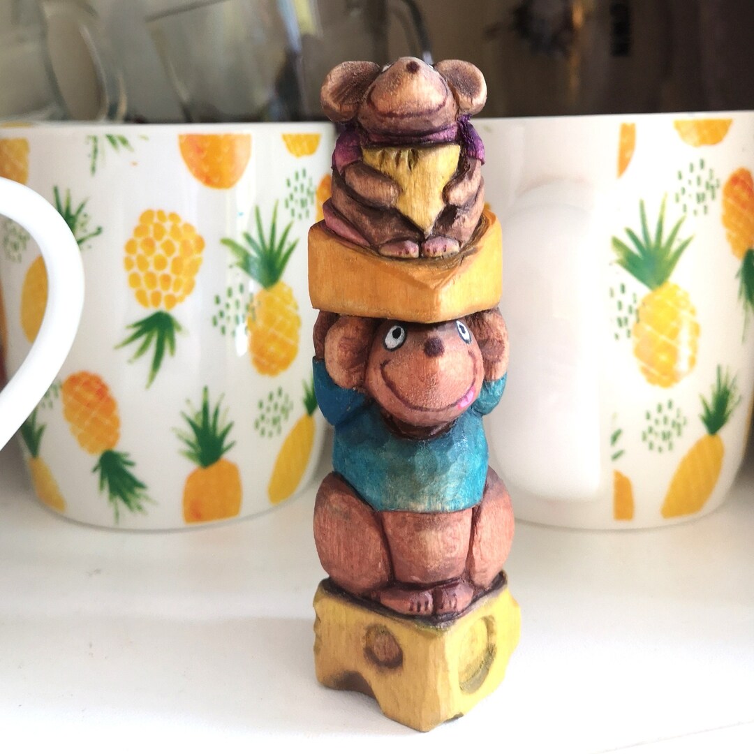Hand Carved, Painted and Finished Wooden Mice 'cheddar and Chutney the ...