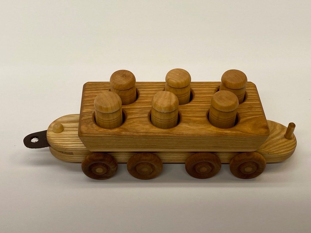 Train Car Milk Can Carrying Train Car Toy for Toddlers Heirloom Wood ...