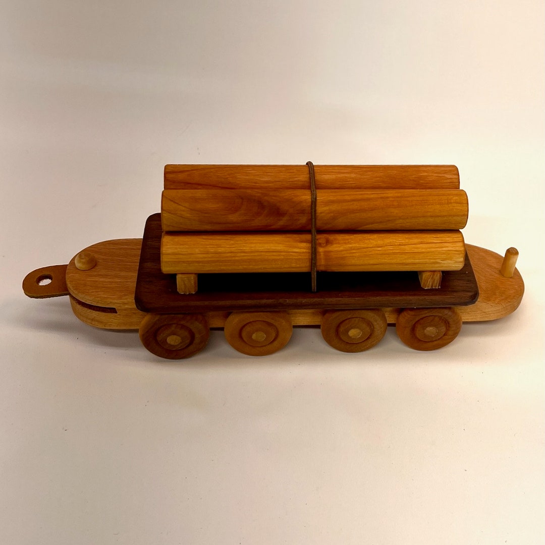 Pipe Carrying Hardwood Train Car Toy Heirloom Quality Hardwood Train ...
