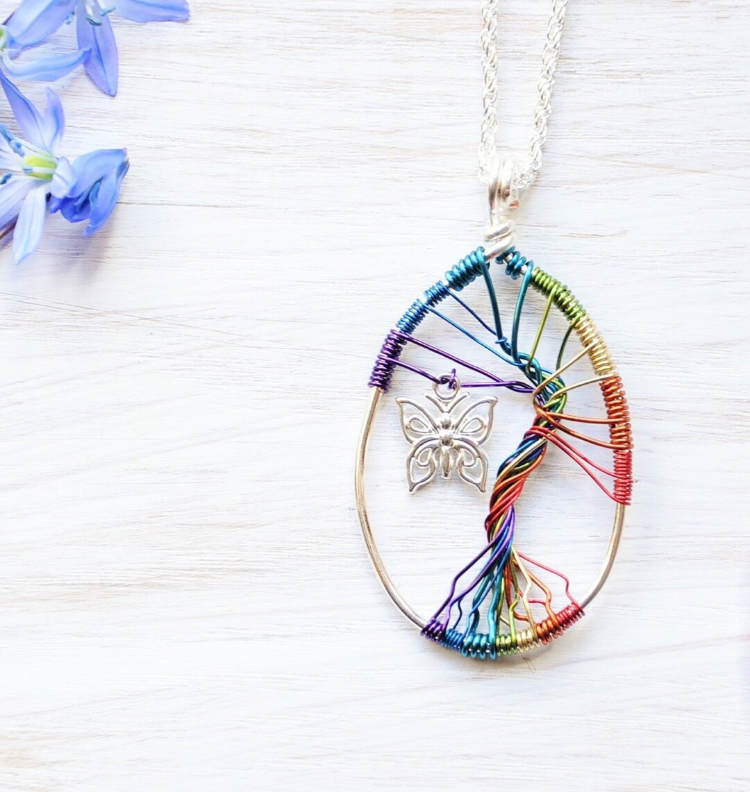 Rainbow Tree Necklace, Angel Baby Gift, Whimsical Jewelry, Tree of Life ...