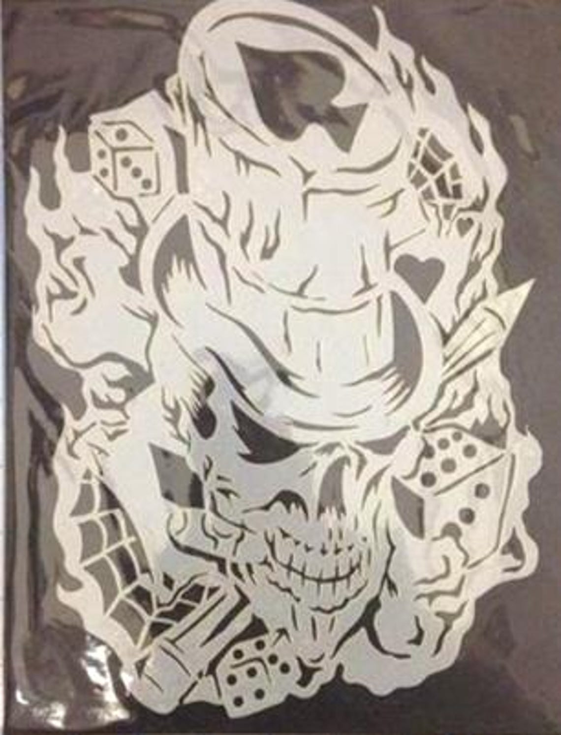 10 Mils Laser Cut Airbrush Stencil Skull N' Dice Design for Art, Design ...