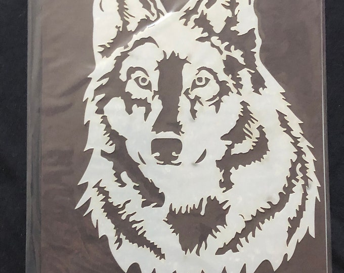 Laser Cut Wolf Head Stencil Design 10 Mils Reusable Mylar for Airbrush ...
