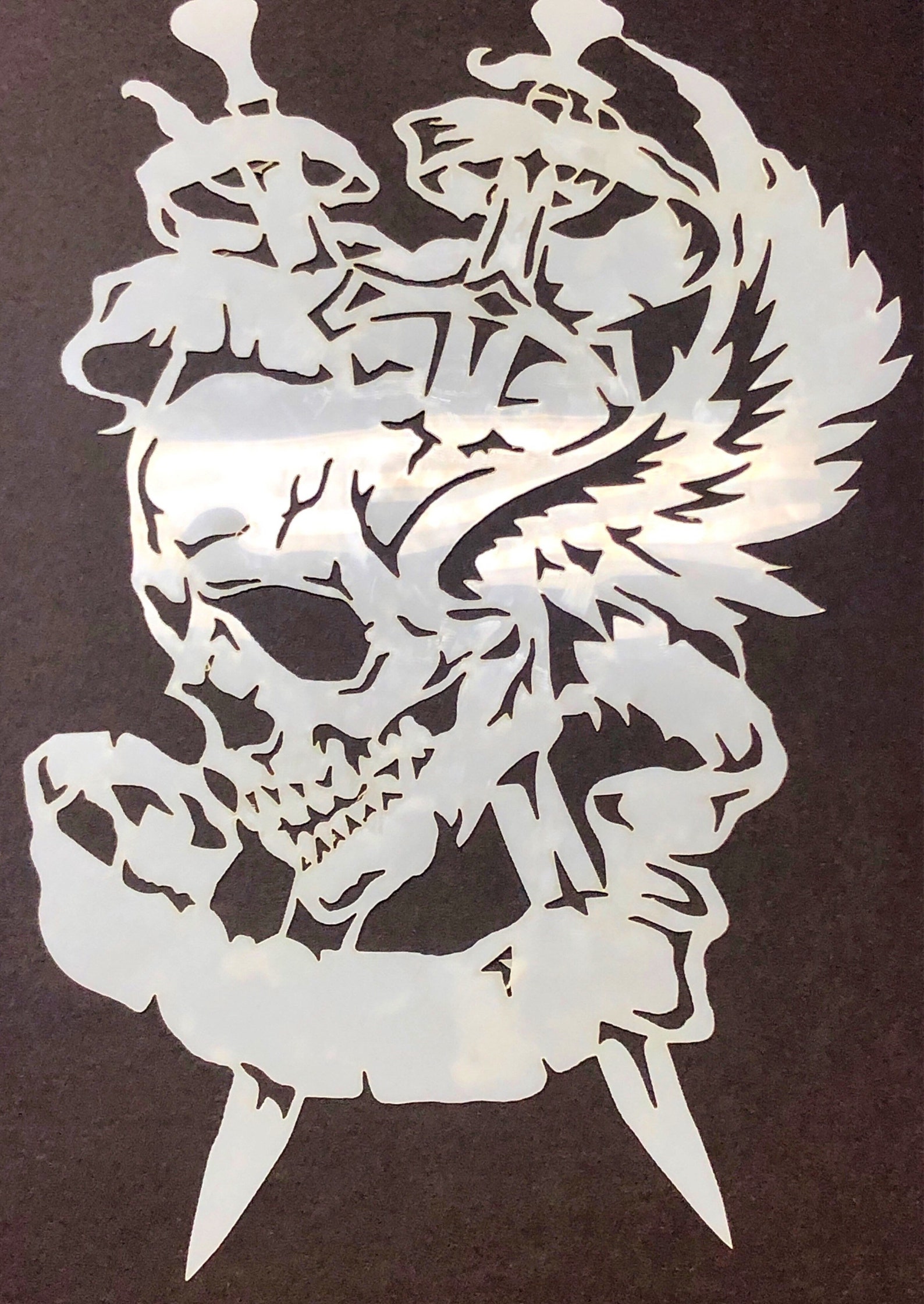 Two Layers Mylar Reusable Stencil Skull With Swords Design for Airbrush ...
