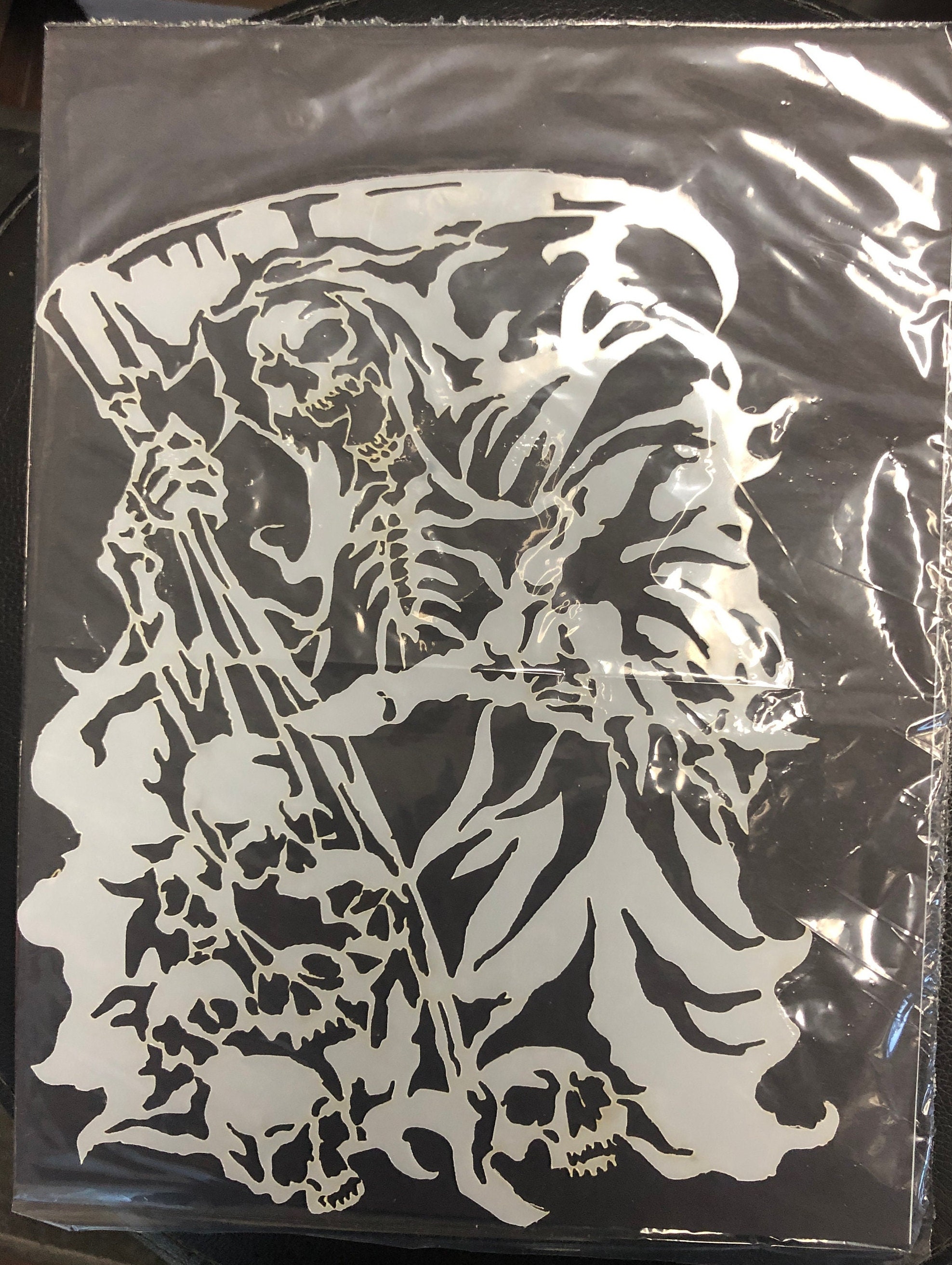 Large Laser Cut Grime Reaper Stencil Design 10 Mils Reusable Mylar for ...