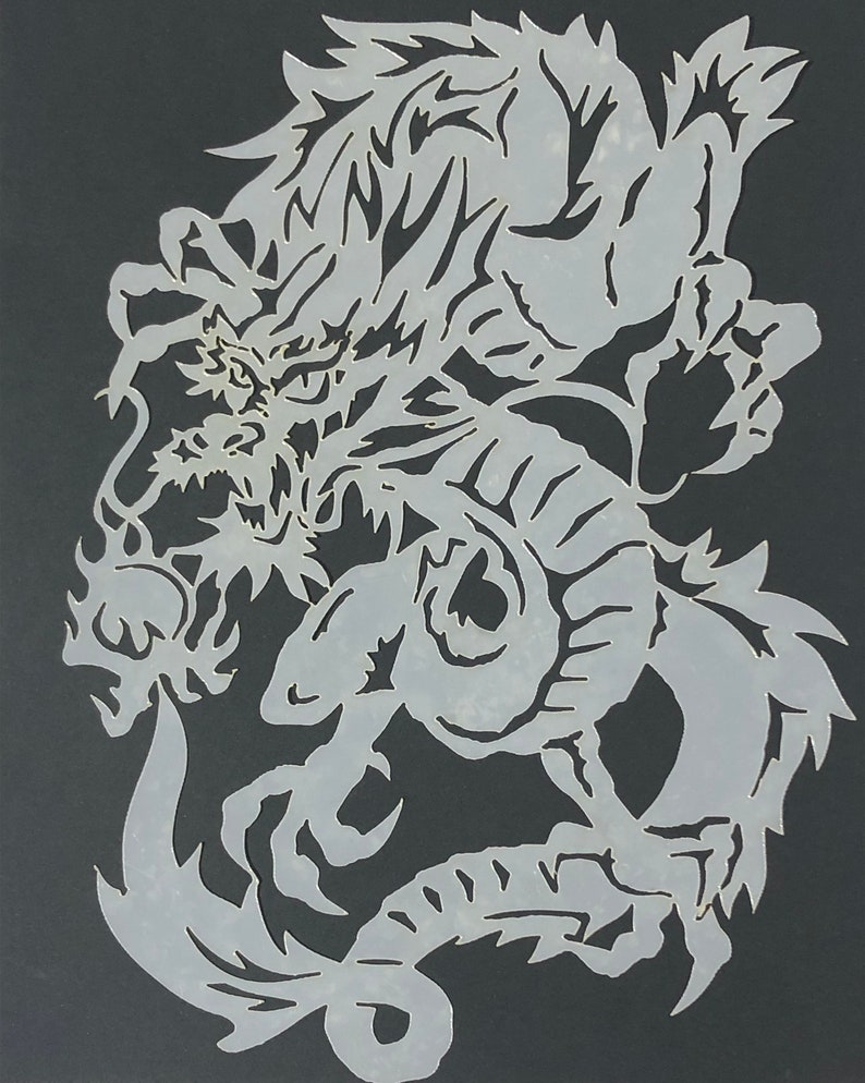 Dragon Design Reusable Stencil Laser Cut 10 Mils Mylar 2 Layers for ...