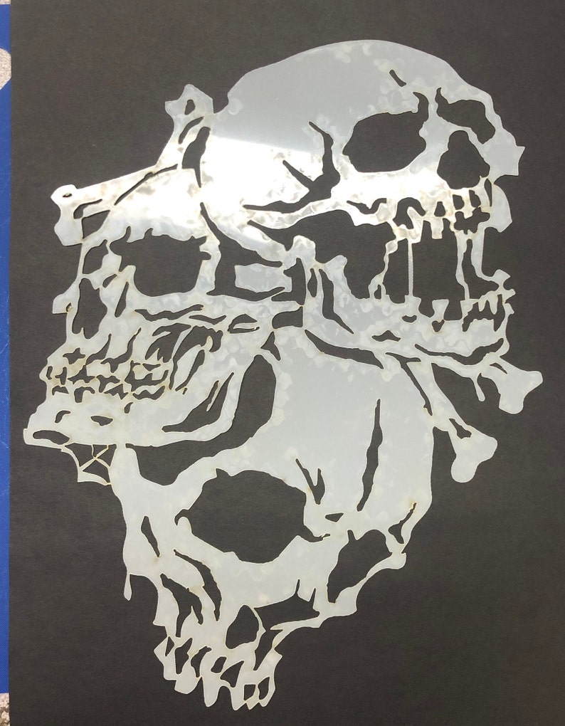 Three Skulls Mylar Reusable Stencil 10 Mils for Airbrush Design Art ...