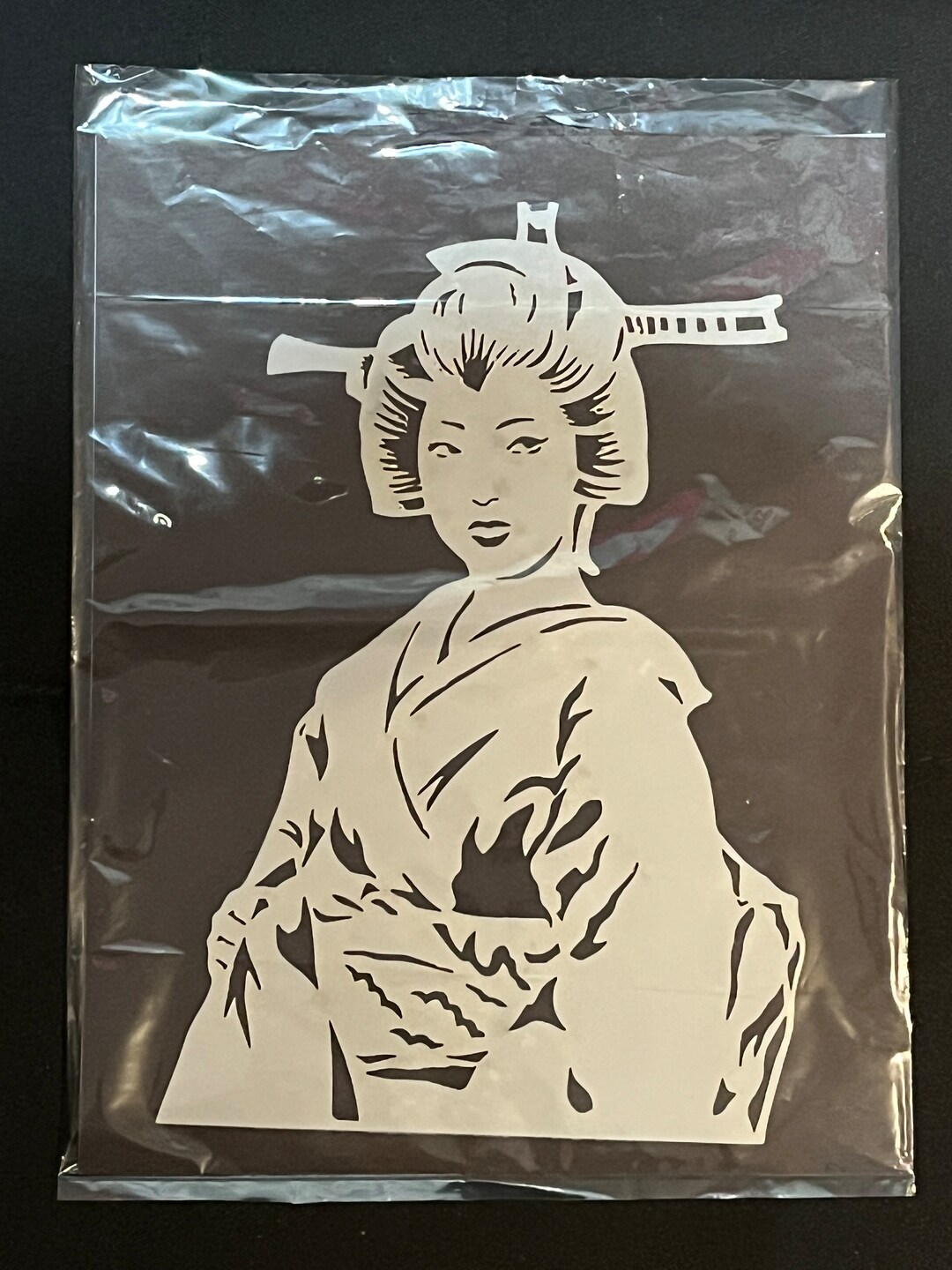 Japanese Geisha Design 10 Mils Reusable Mylar for Airbrush Painting and ...