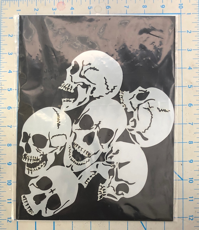 Two Layers Mylar Reusable Stencil Multiple Skulls Design for Airbrush ...